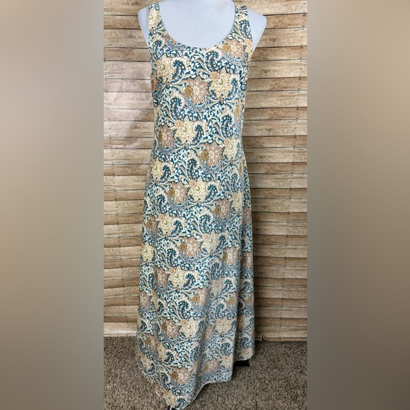 DREW | Dresses | Drew Anthropologie Slip Midi Sleeveless Blue Floral ...